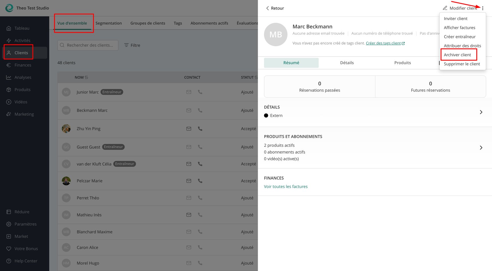 Comment archiver et désarchiver des clients
